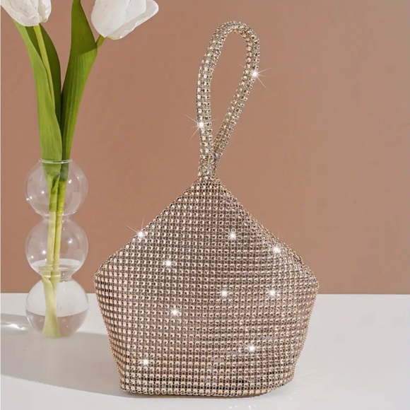 Bags | Luxe Champagne Rhinestone Prom Wedding Formal Clutch Bag | Poshmark